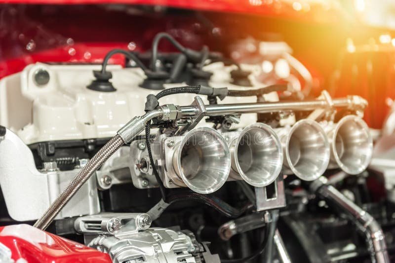 Engine of a hot rod stock image. Image of supercharger - 86457949