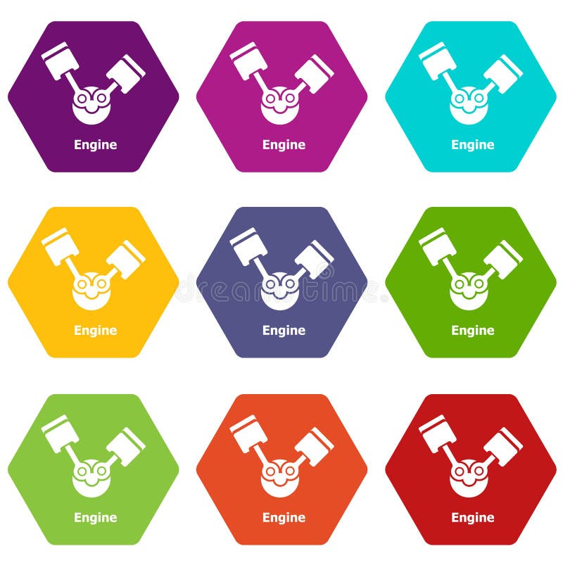 Engine icons set 9 vector stock vector. Illustration of mechanism ...