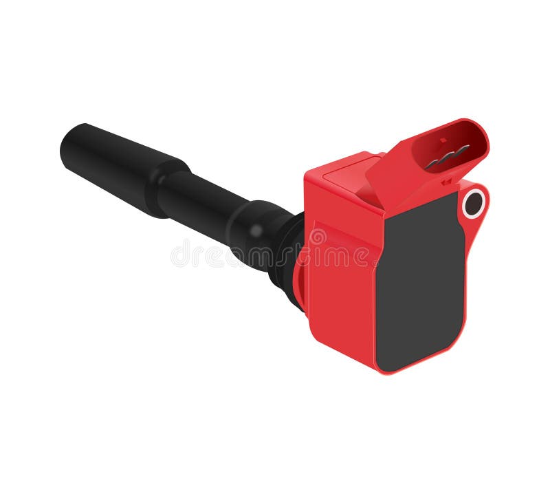 Engine Ignition Coil, Red and Black, 3d Vector Rendering Stock Vector ...