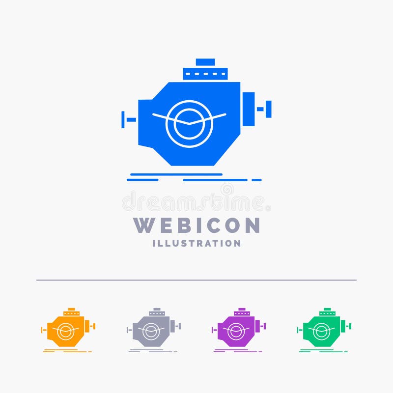 Engine, Industry, Machine, Motor, Performance 5 Color Line Web Icon ...