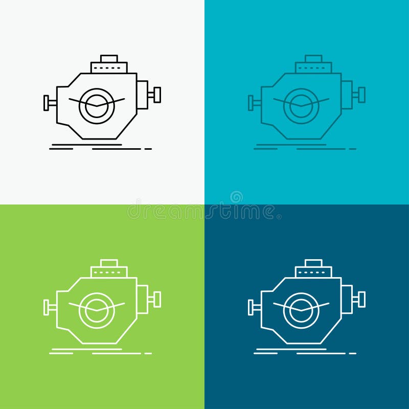Engine, Industry, Machine, Motor, Performance Icon Over Various ...