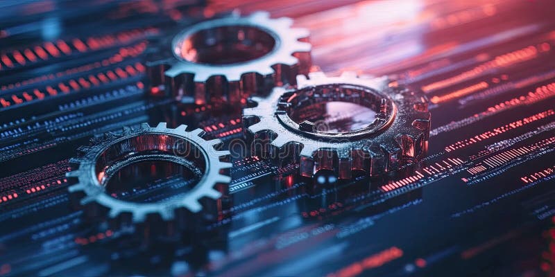 The Engine of Innovation: Cogs Interlock Amidst a Sea of Binary Code ...