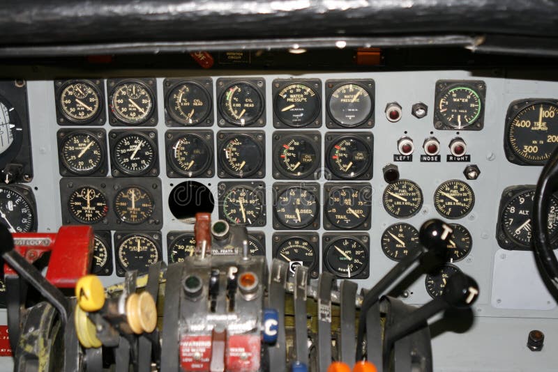 Engine Instruments of Vintage Airliner Stock Photo - Image of multiple ...