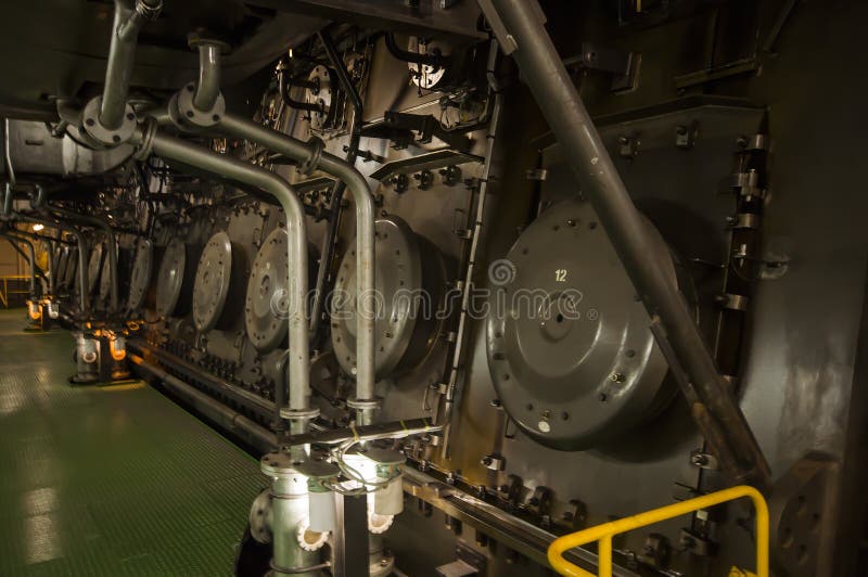 Engine Interior on a Large Ship Stock Photo - Image of power, machinery ...