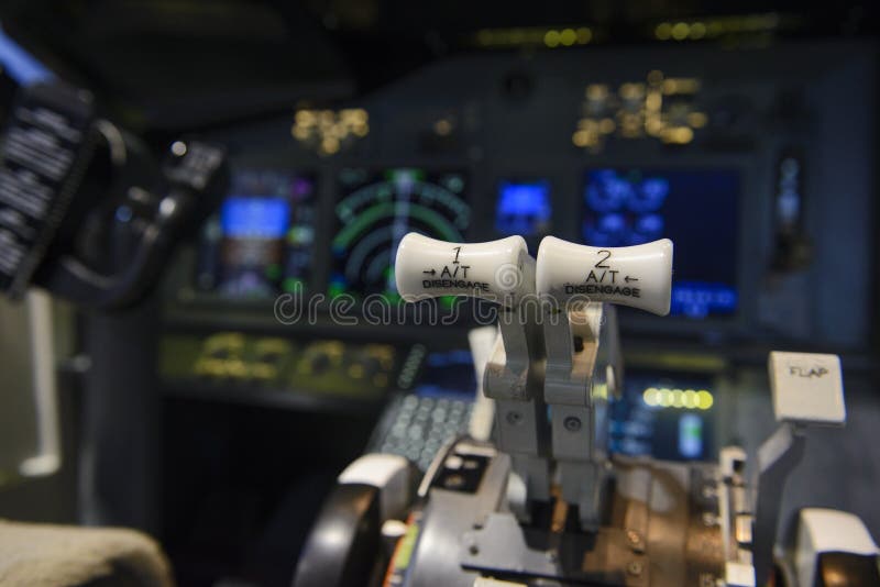 Engine Lever in the Cockpit of an Airliner Stock Image - Image of ...