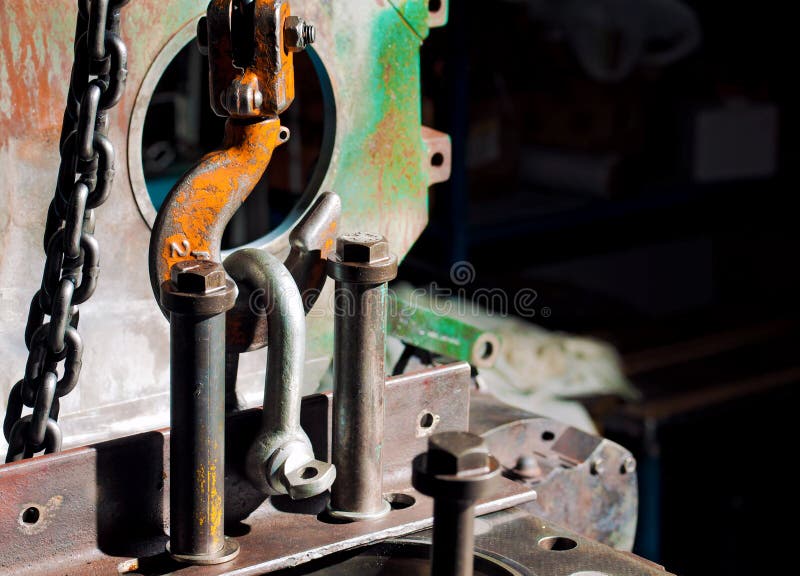 Engine of a Diesel Power Station Hanging on Hooks Stock Image - Image ...