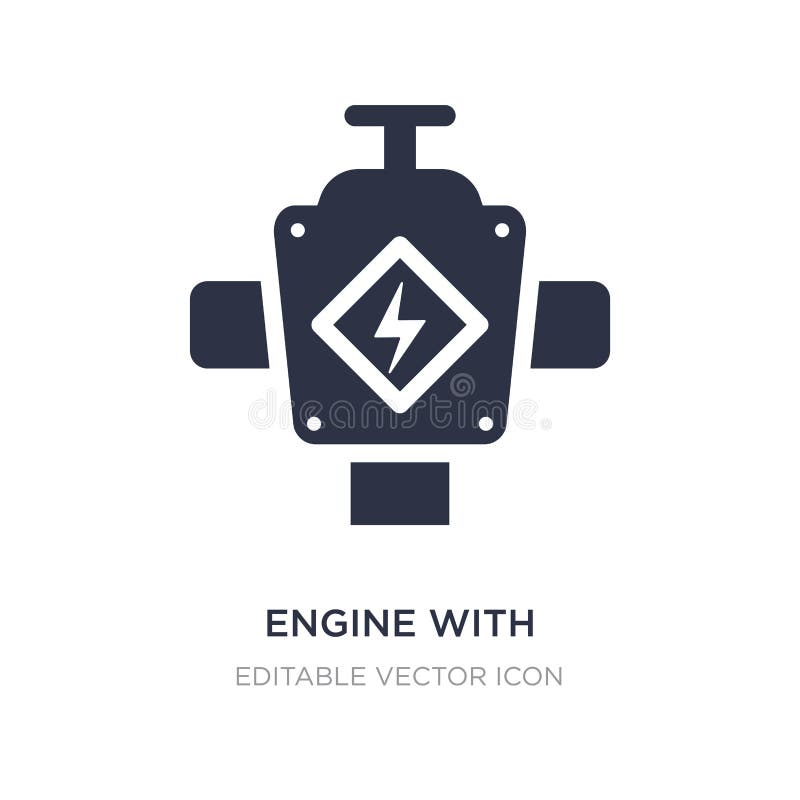 Engine with Lighting Bolt Icon on White Background. Simple Element ...