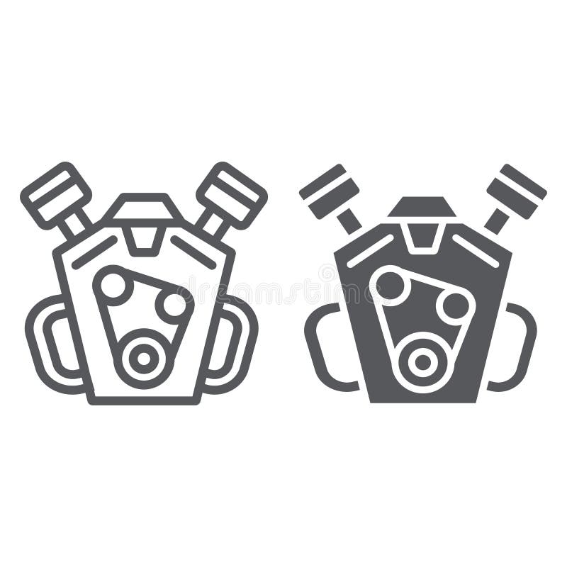Engine Line and Glyph Icon, Auto and Part, Motor Sign, Vector Graphics ...