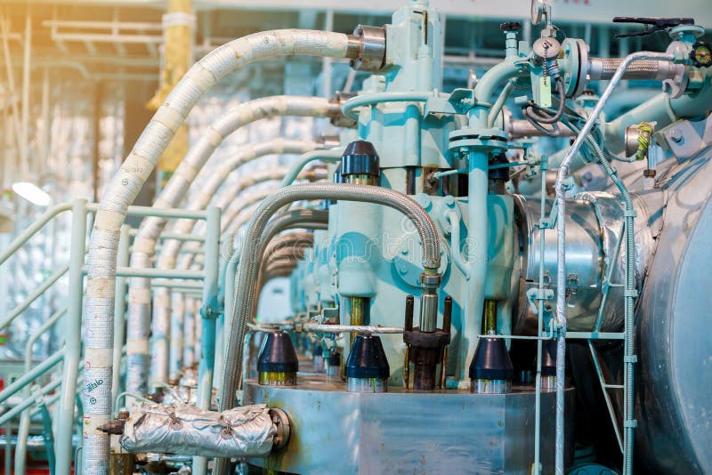 Engine and Machine in Marine Ship. Engine Room for Drive Marine Ship ...