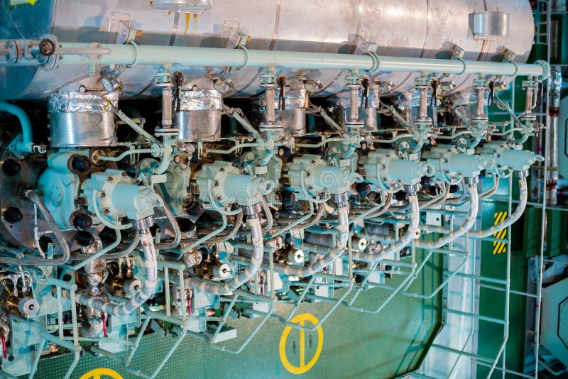 Engine and Machine in Marine Ship. Engine Room for Drive Marine Ship ...
