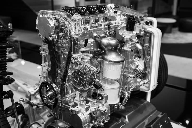 Engine of Modern Car Exhibition Stock Photo - Image of energy, industry ...