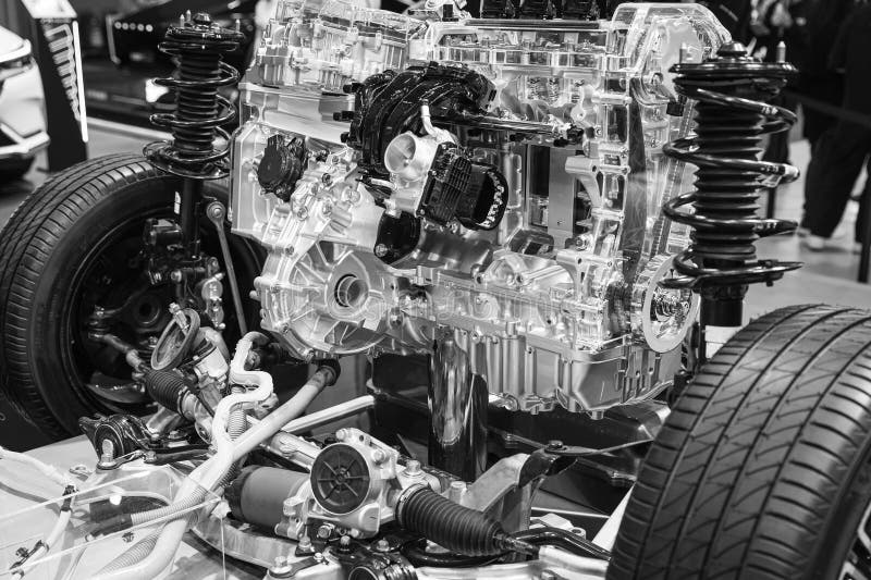 Engine of Modern Car Exhibition Stock Photo - Image of transmission ...
