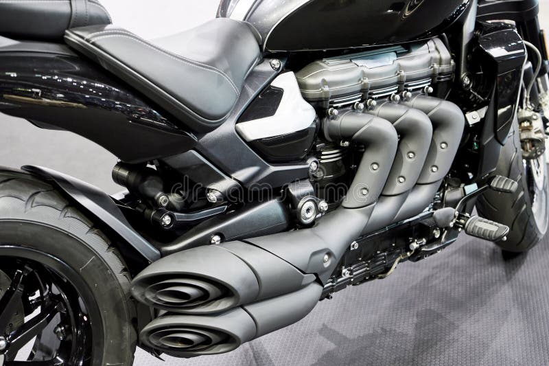 Engine of Modern Motorcycle Stock Photo - Image of black ...