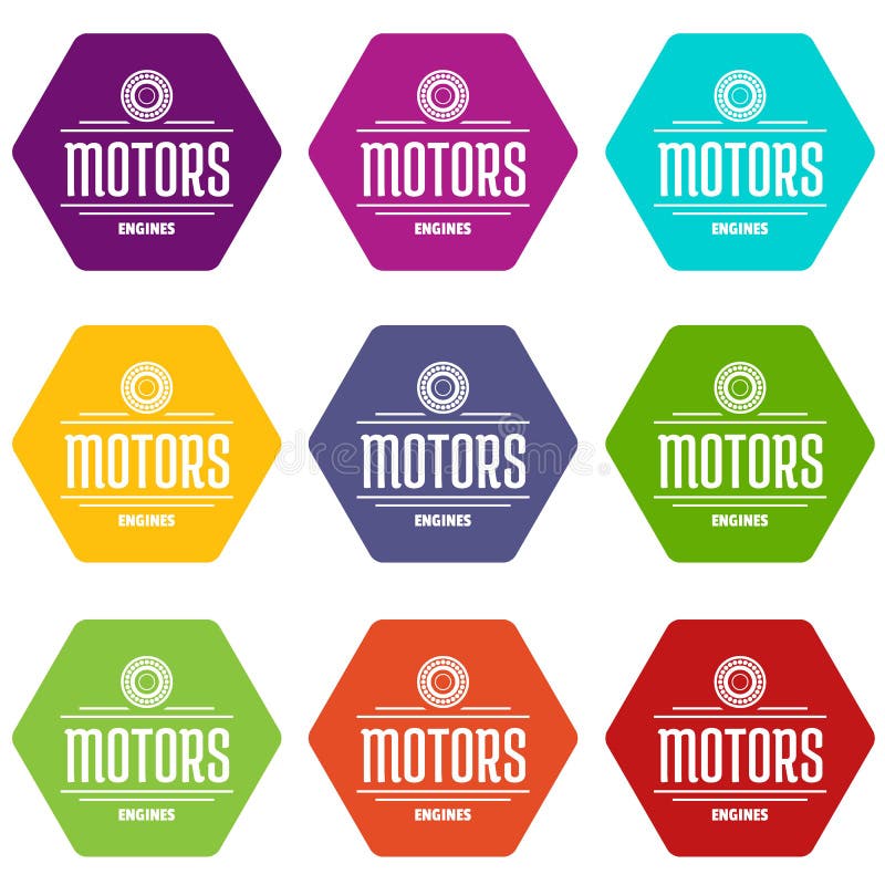 Engine Motor Icons Set 9 Vector Stock Vector - Illustration of element ...