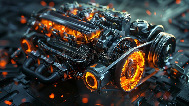 Engine Motor Metal Car Part of Modern Vehicle Stock Illustration ...