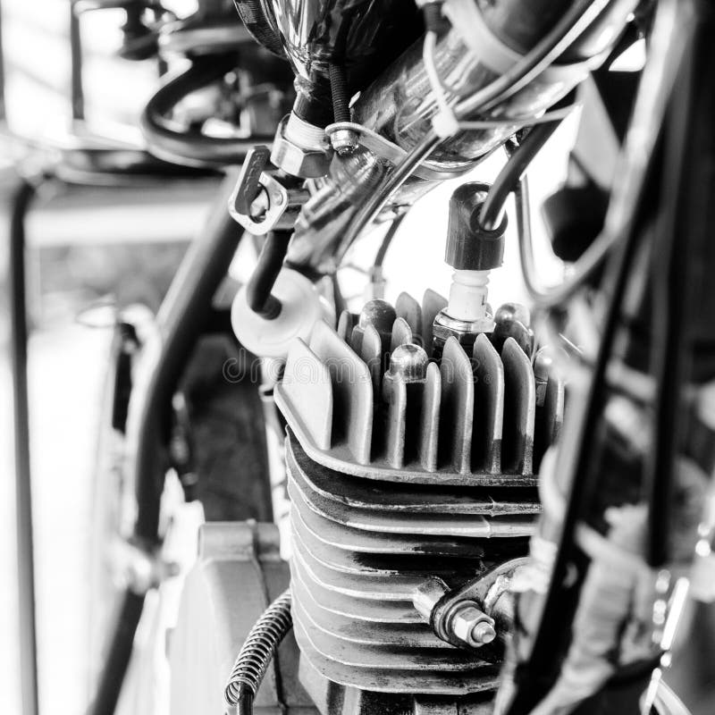 Engine Motorcycle Black And White Stock Photo - Image of white, engine ...