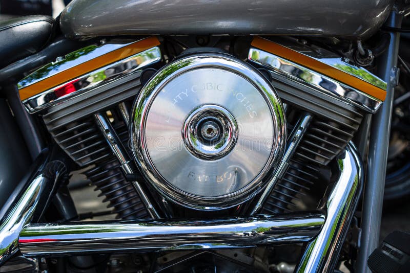 Engine of Motorcycle Harley-Davidson, Close-up. Editorial Stock Image ...