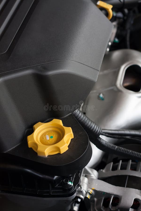 Engine oil cap in car hood stock photo. Image of mechanic - 77173876