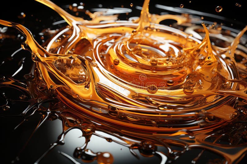 Engine Oil Cascading Background, Oil Dynamic Motion and the Interaction ...