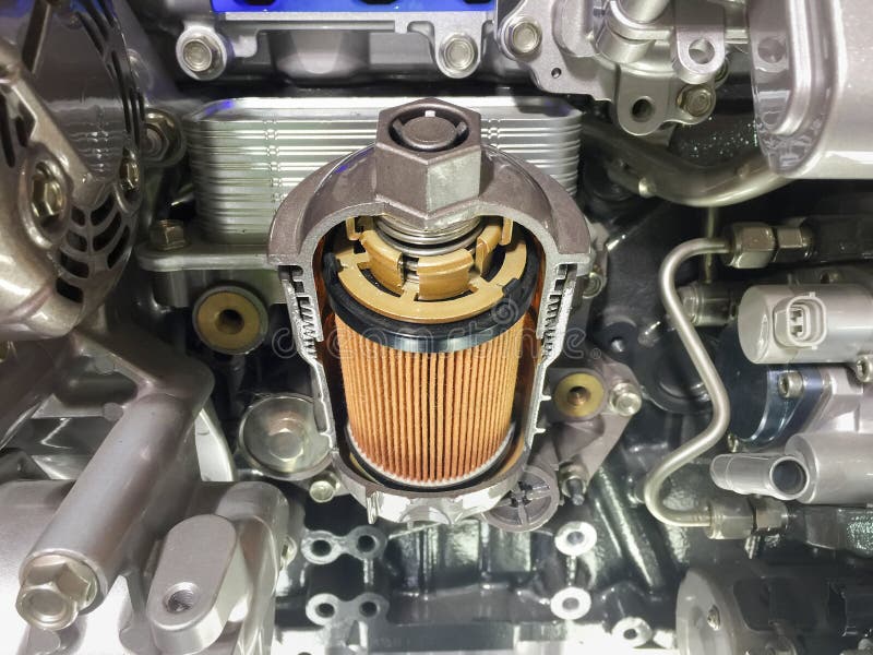 Engine Oil Filter Cross Section , Display Inside. Stock Image - Image ...
