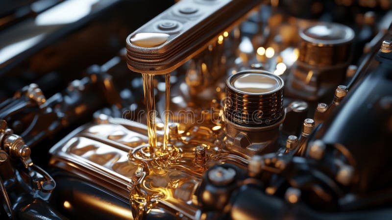 Engine Oil Pouring into Car Engine Components Stock Illustration ...