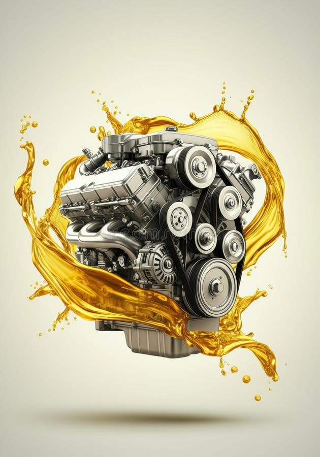 Engine with Oil Splash, Symbolizing Power and Performance in Automotive ...