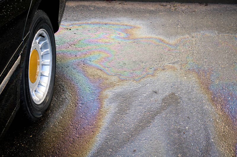 Engine Oil Stains of Car. Leak Under the Car when the Car is Park Stock ...