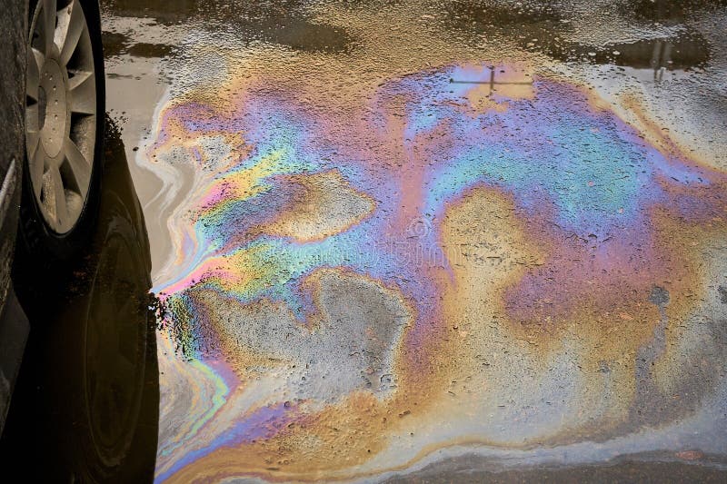 Engine Oil Stains of Car. Leak Under the Car when the Car is Park Stock ...