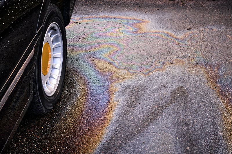 Engine Oil Stains of Car. Leak Under the Car when the Car is Park Stock ...