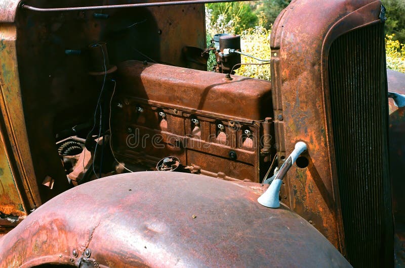 Engine in Old Abandoned Truck Stock Image - Image of power, garbage ...