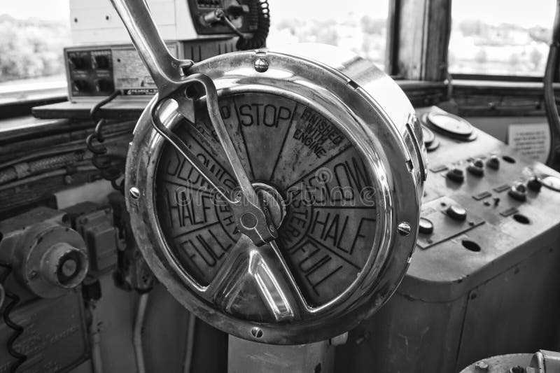An Engine Order Telegraph or E.O.T Black and White Stock Image - Image ...