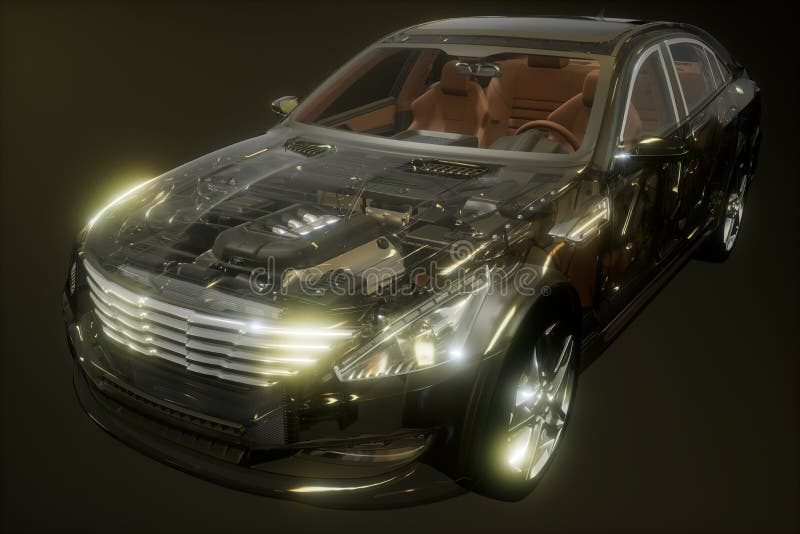 Engine and Other Parts Visible in Car Stock Illustration - Illustration ...