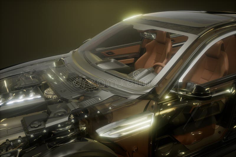 Engine and Other Parts Visible in Car Stock Illustration - Illustration ...