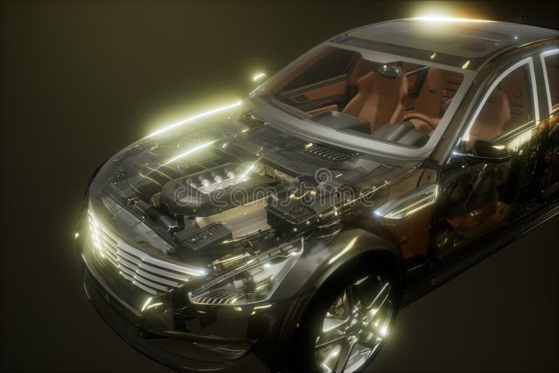Engine and Other Parts Visible in Car Stock Illustration - Illustration ...