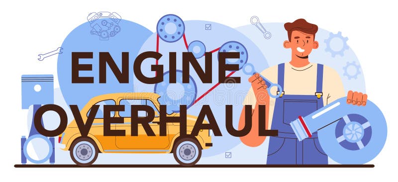 Mechanic Typographic Header. People Repair Car Using Professional Tool ...