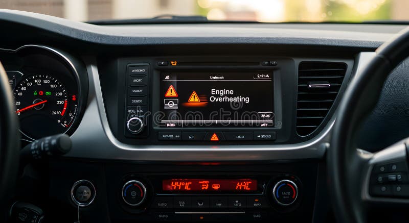 Engine Overheating Warning Light on Car Dashboard Display for Vehicle ...
