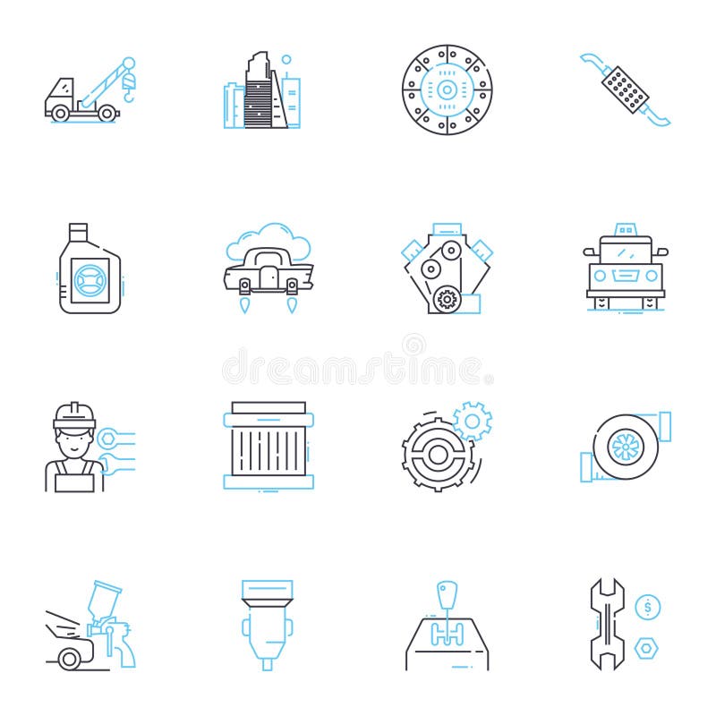 Engine Parts Linear Icons Set. Piston, Crankshaft, Timing Belt ... Engine Parts Linear Icons Set. Piston, Crankshaft, Timing Belt ...