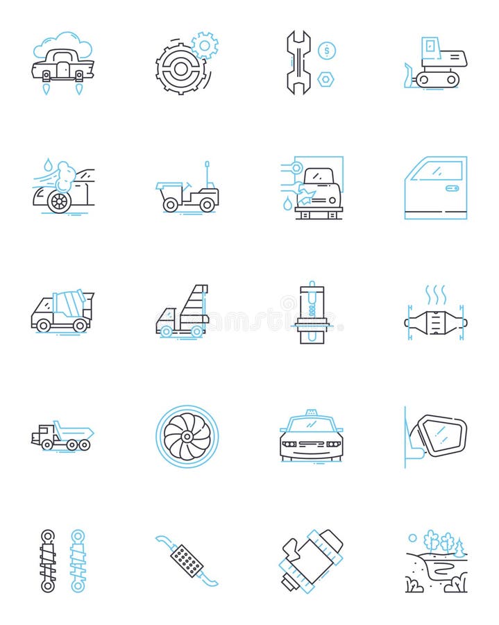 Engine Parts Linear Icons Set. Piston, Crankshaft, Timing Belt ... Engine Parts Linear Icons Set. Piston, Crankshaft, Timing Belt ...
