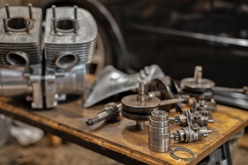 Motorcycle Engine Parts (top View) Stock Photo - Image of head, metal ...