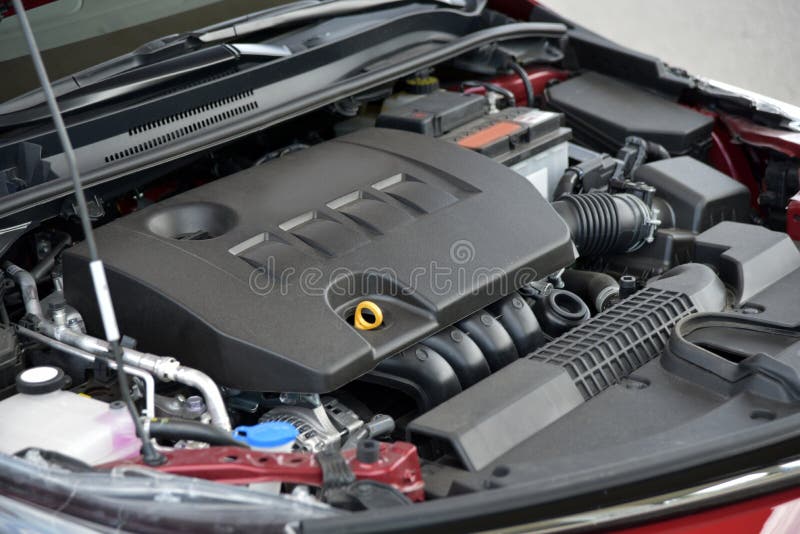 Engine in a passenger car stock image. Image of clean - 201344041