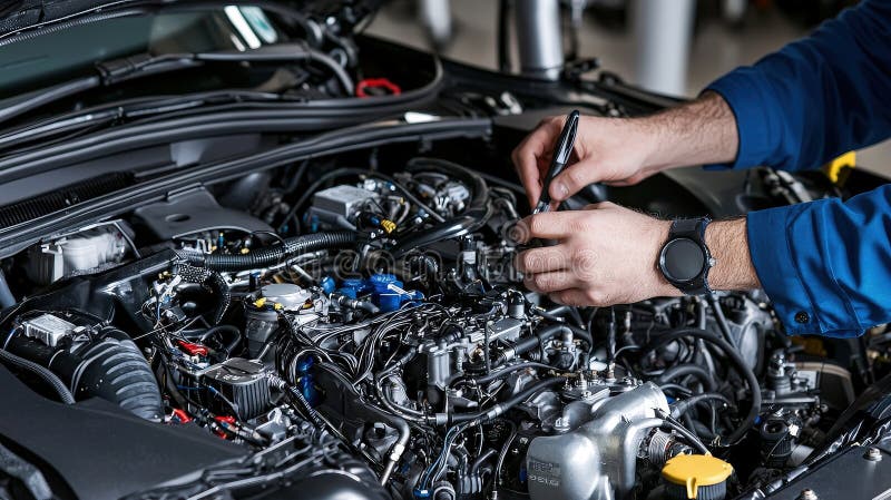 Engine Performance Analysis by Engineers in Garage Workshop Detailed ...