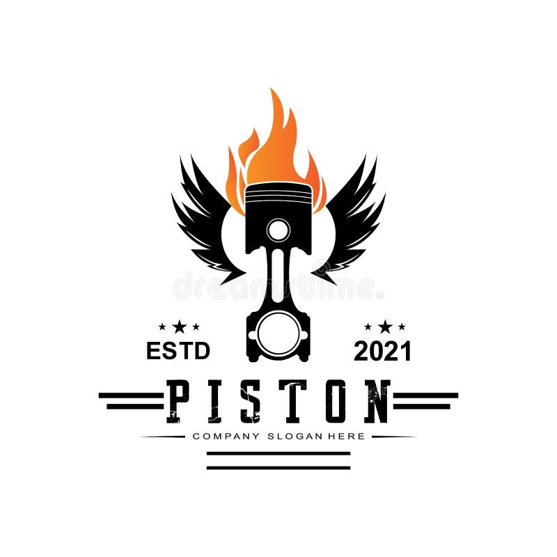 Engine Piston Logo Icon Vector Car Vehicle, Drive Tool, Retro ...