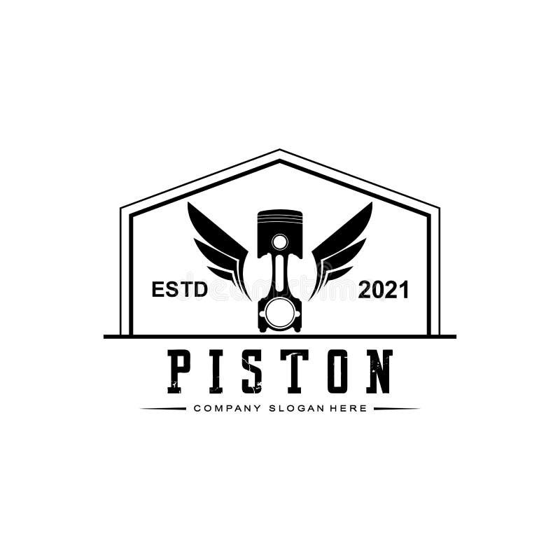 Engine Piston Logo Icon Vector Car Vehicle, Drive Tool, Retro ...