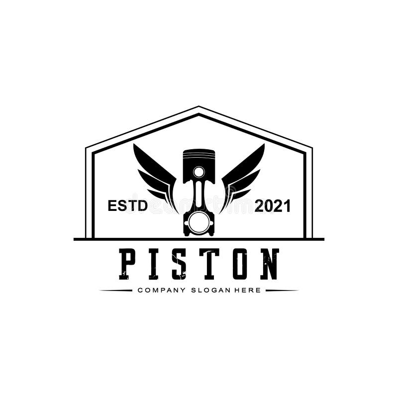 Engine Piston Logo Icon Vector Car Vehicle, Drive Tool, Retro ...
