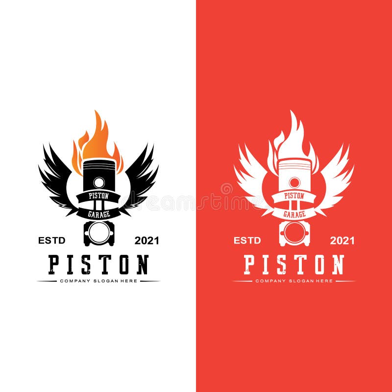 Engine Piston Logo Icon Vector Car Vehicle, Drive Tool, Retro ...