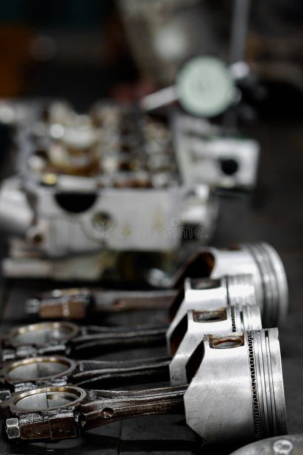 Piston of the Engine or the Machine, Piston and Rod Remove for Check ...