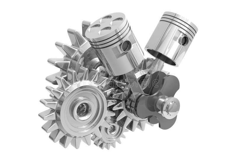Engine pistons and cog stock illustration. Illustration of crankshaft ...