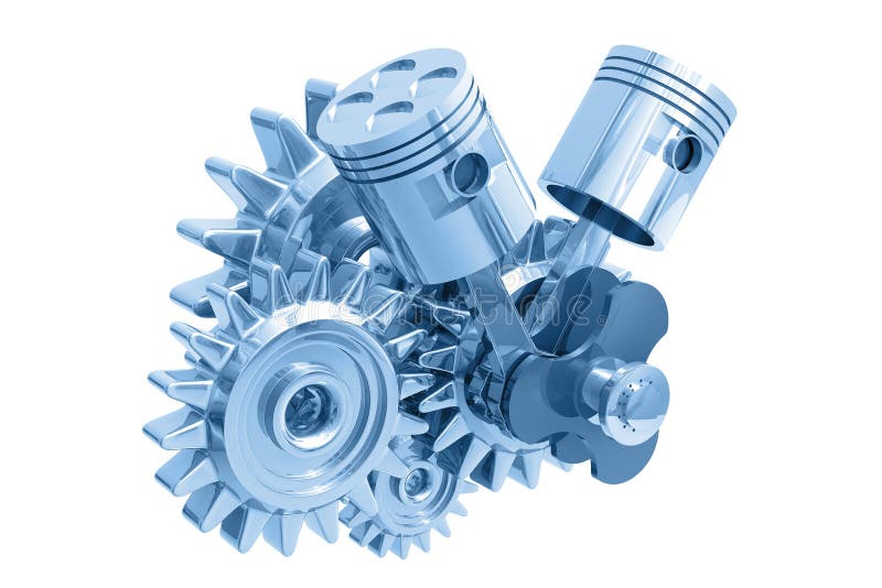 Engine pistons and cog stock illustration. Illustration of shape ...