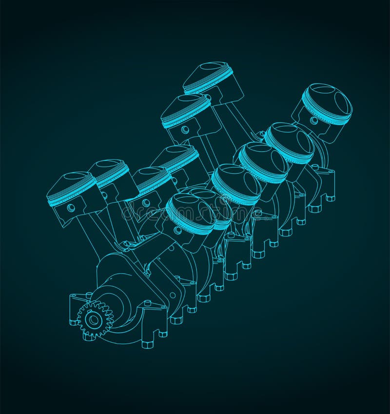Engine Pistons on a Crankshaft Stock Vector - Illustration of ...