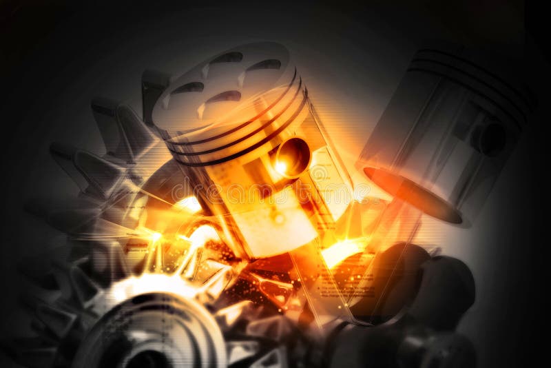 Engine Pistons on Technology Background Stock Illustration ...